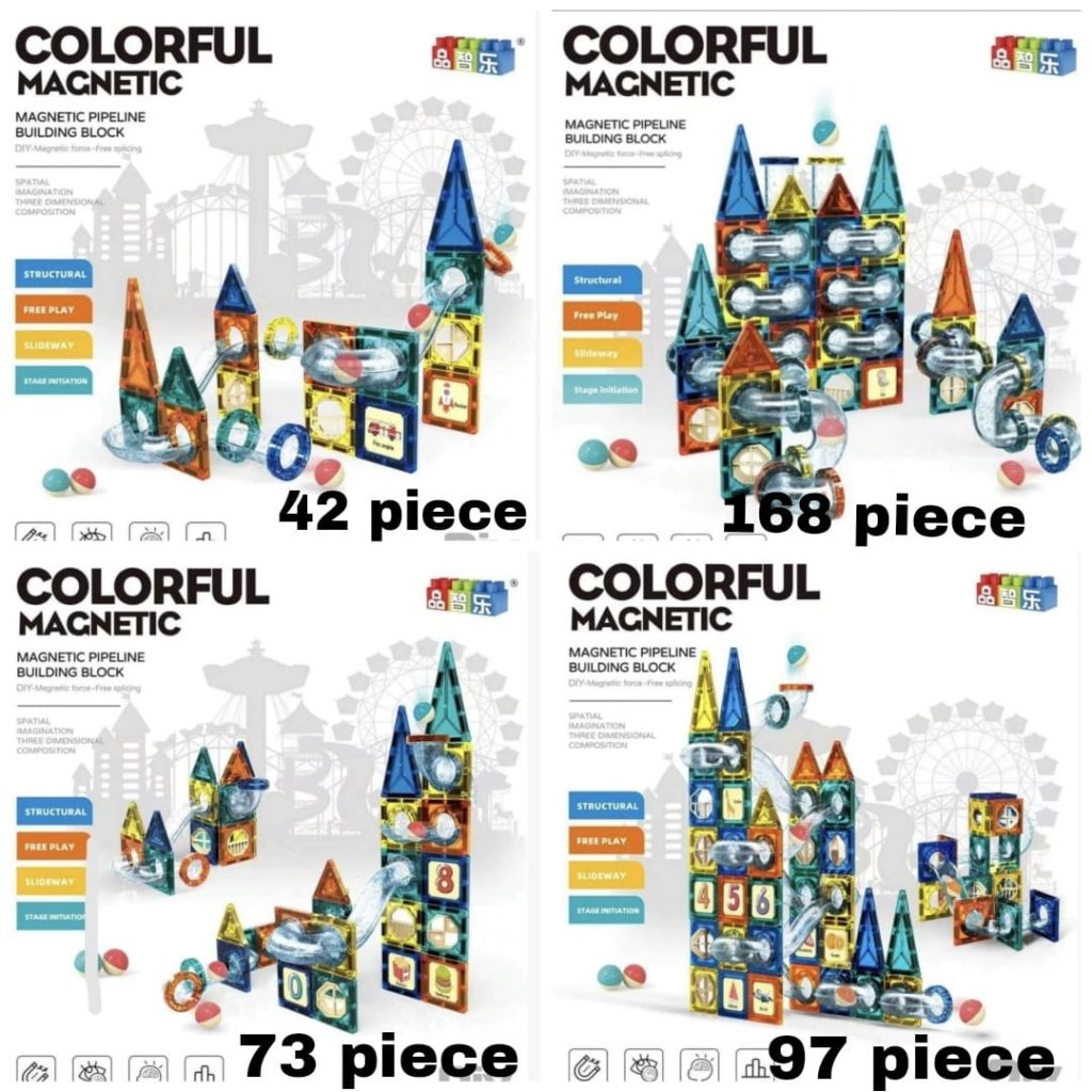Colourful Magnetic Pipeline Building Blocks