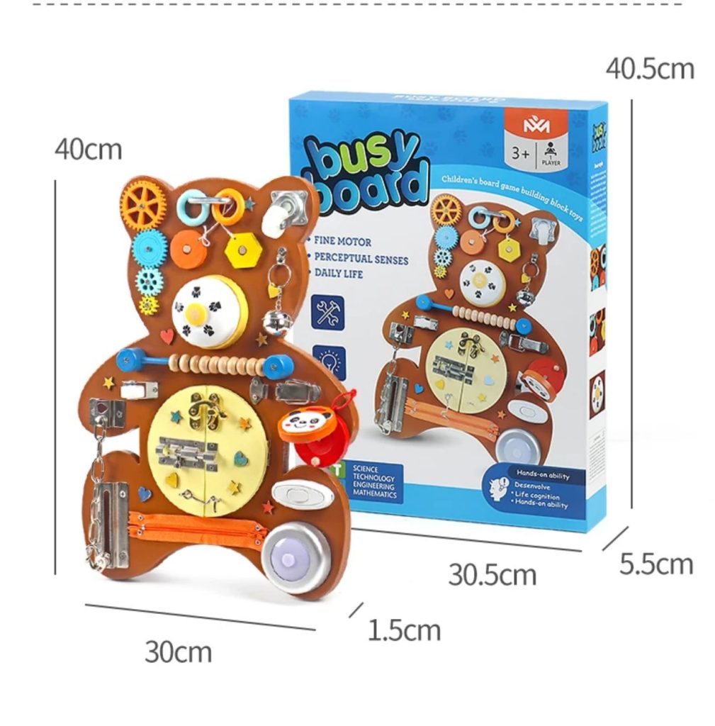 Montessori Bear Wooden Busy Board