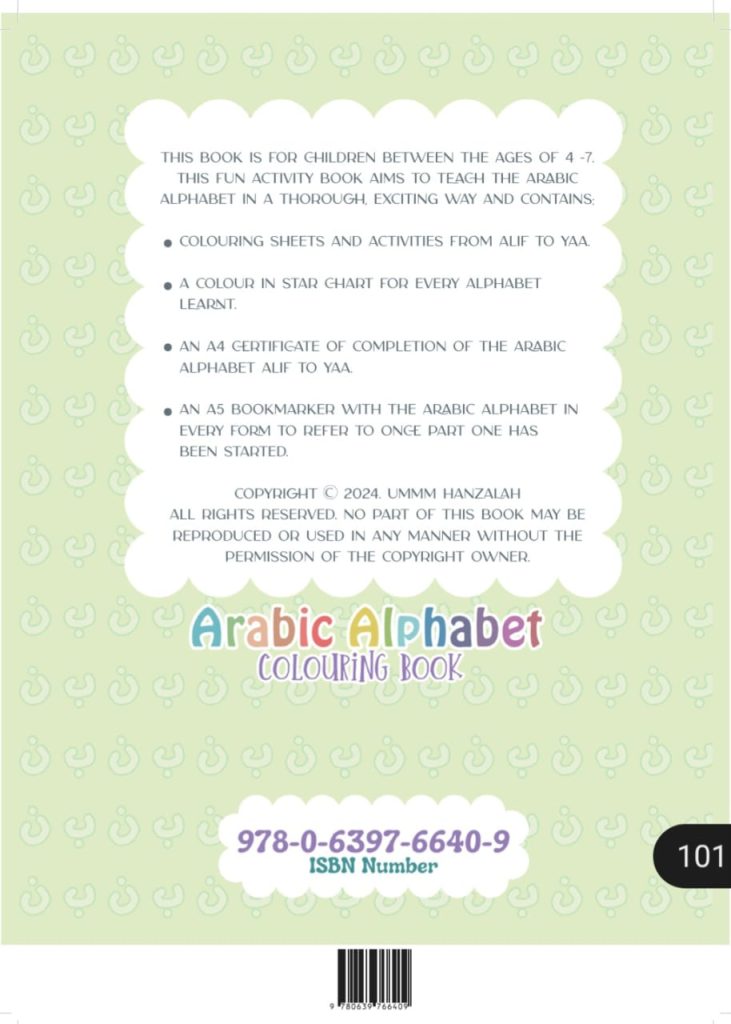 Arabic Alphabet Colouring & Activity Book.