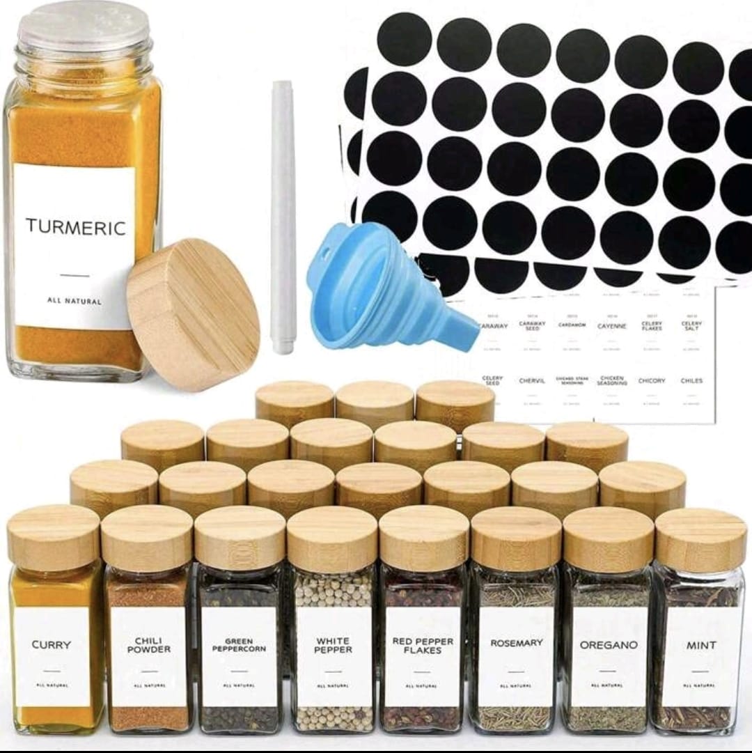 Glass Spice Jars Set with Bamboo Lid – The Little Gift Boutique